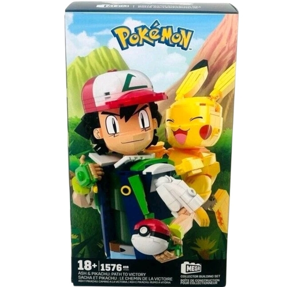 Mega Construx | Toys | Pokemon Mega Ash Pikachu Path To Victory 576 Pc ...